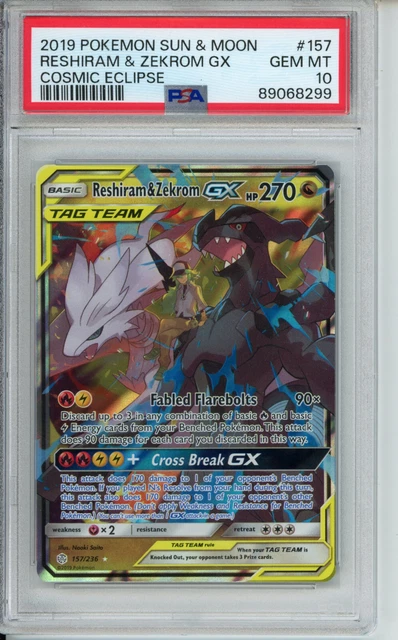 POKÉMON JCG RESHIRAM & Zekrom Tag Team GX Cosmic Eclipse 157/23 PSA 10 EUR 49,22 - PicClick FR