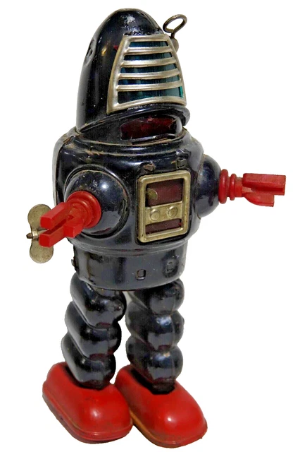 VERY OLD JAPANESE Tinplate Clockwork Robot Very Rare L@@K Robby The ...