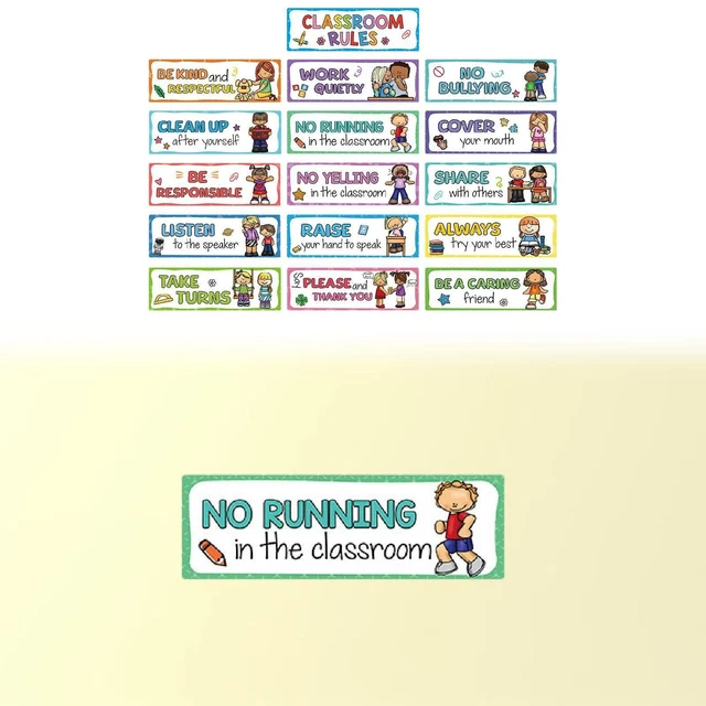 16X CLASSROOM RULES Educational Posters Elementary School Preschool ...