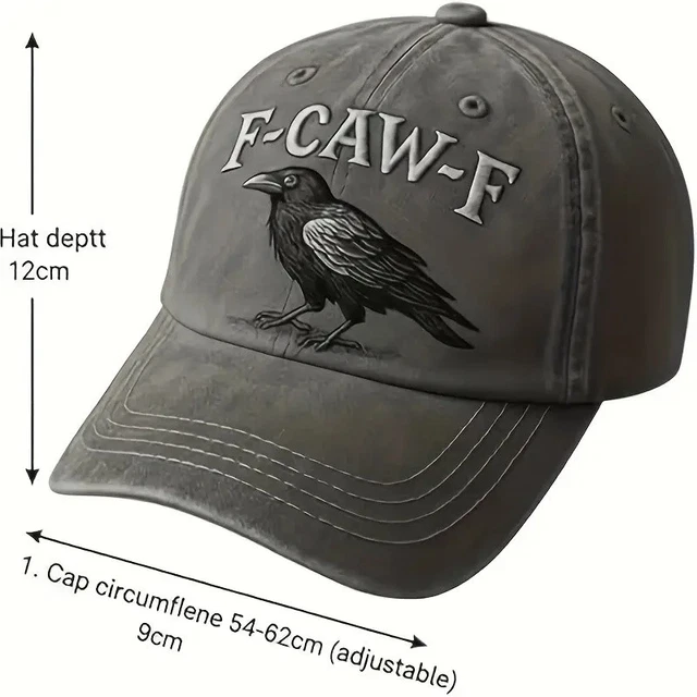 VINTAGE GOTHIC F-CAW-F Crow Cap - Adjustable Black Bird Baseball Cap ...