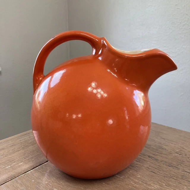 1930S RED WING Pottery Rumrill Fire Orange Tilt Ball Pitcher #547 Great ...