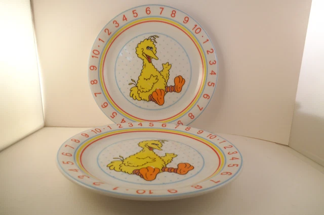 LOVELY PAIR OF Sesame Street Big Bird Numbers Counting Plates JMP ...