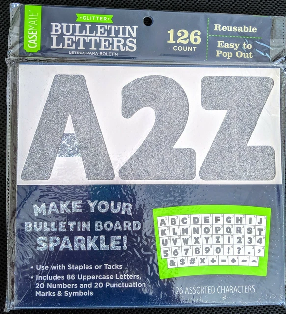 SILVER GLITTER SPARKLE Bulletin Board Letters Classroom Office Party ...