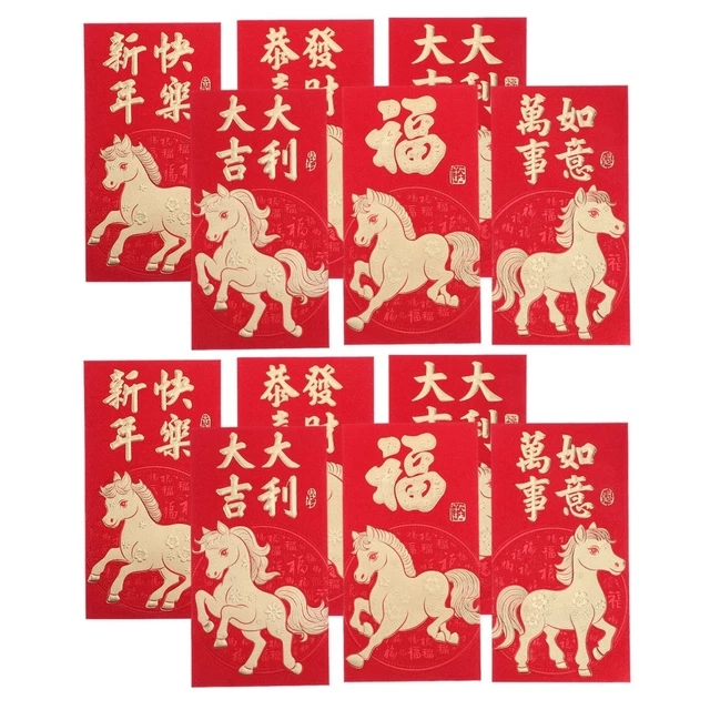 60 PCS 2026 Horse Red Envelopes Chinese New Year Lucky Money Cash Paper ...