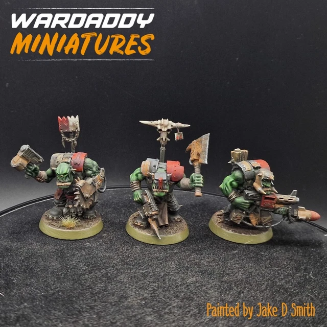 PRO PAINTED WARHAMMER 40K Ork Nobz/Rokkit launcha ×3 J2 GAMES WORKSHOP ...
