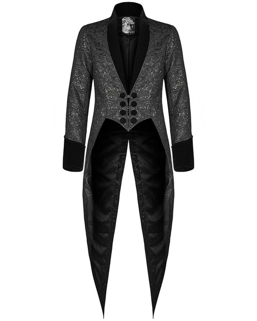 PUNK RAVE HOMMES Gothique Queue de Pie Veste Noir Brocart Steampunk ...