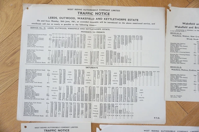 WEST RIDING AUTOMOBILE Company Bus Timetable Poster x6 £29.99 - PicClick UK