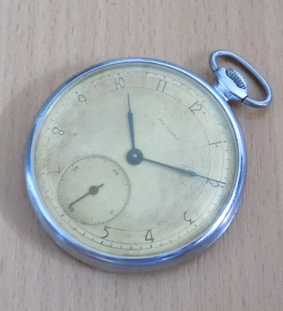 VINTAGE POCKET WATCH Molnija antique Soviet USSR mechanical 15 jewels ...