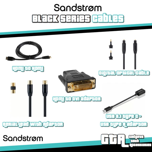 SANDSTROM BLACK SERIES HDMI to HDMI AVI USB 3.1 Type C USB Type A ...