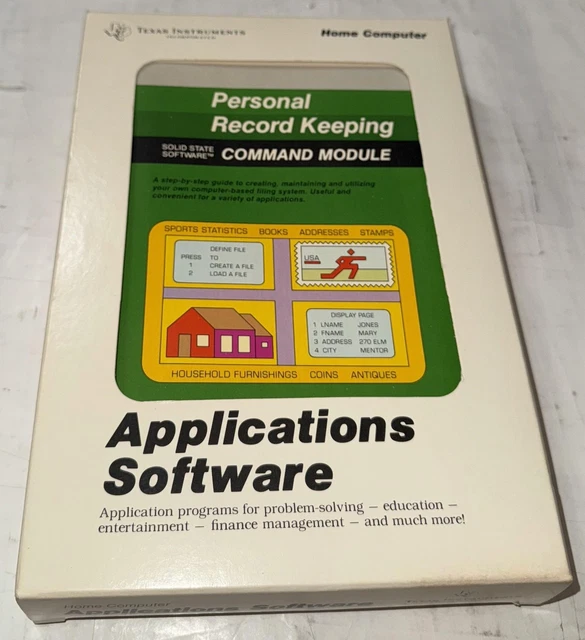 VINTAGE TEXAS INSTRUMENTS TI-99/4A Personal Record Keeping Module Box ...