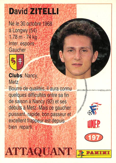 PANINI FOOTBALL 1994 David Zitelli Fc Metz EUR 2,00 - PicClick FR