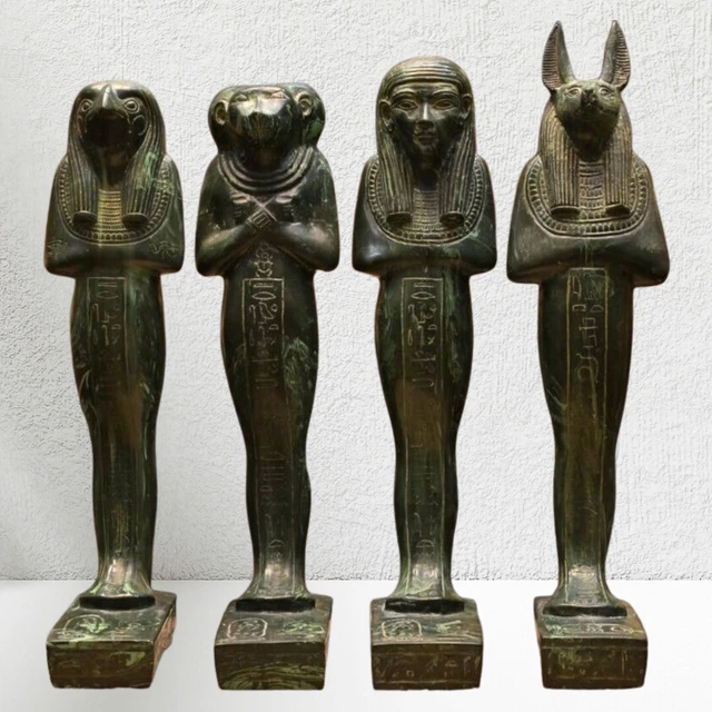 RARE ANCIENT EGYPTIAN ANTIQUES 4 Statues Large to Sons Horus as Shabti ...
