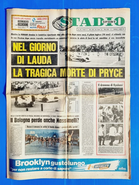 STADIUM 6 MARCH 1977 Death Tom Pryce Gp Africa Kyalami - Niki Lauda ...