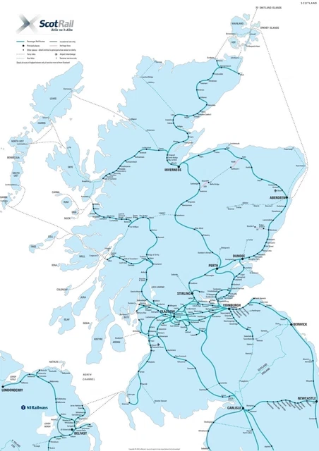 SCOTLAND TRAIN MAP (SCOTRAIL NETWORK) 2022 - Print Your Own £10.00 ...