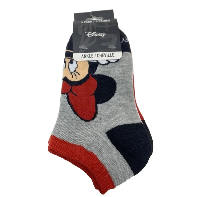 DISNEY MINNIE AND Mickey Mouse Women’s Ankle Socks, 3 Pack, One Size/5 ...