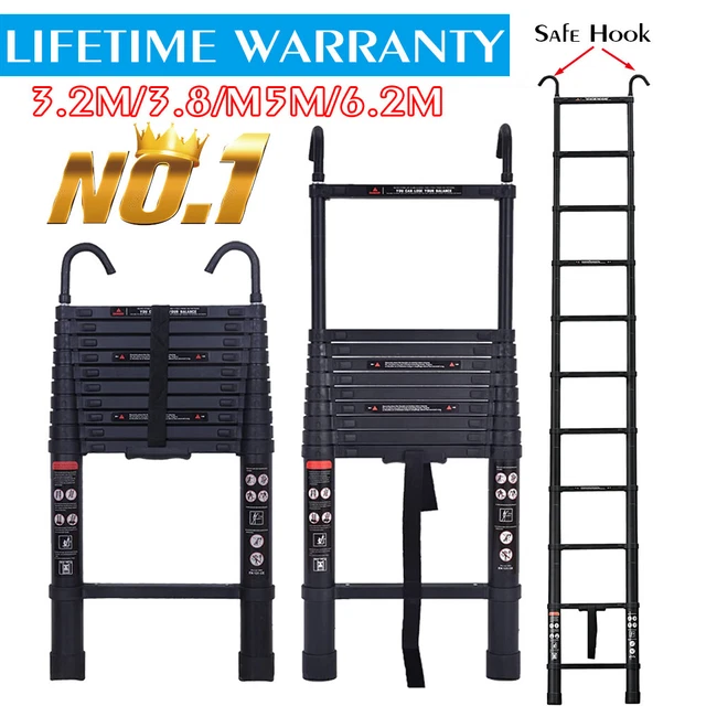 ALUMINUM TELESCOPIC LADDER Heavy Duty Folding Extension Step Ladders ...