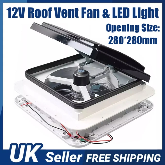 ROOF VENT FAN Camper Van Motorhome w/ LED Light White RV Caravan ...