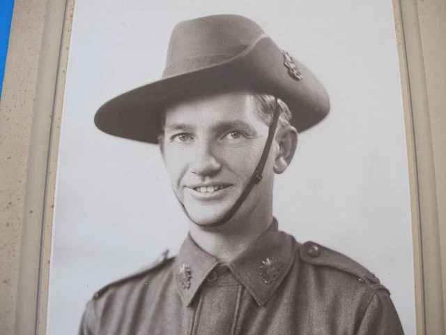 WW2 AUSTRALIAN SOLDIER in Uniform Large Portrait Original Photograph ...