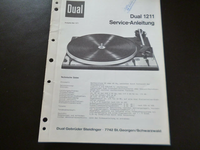 ORIGINAL SERVICE MANUAL Schaltplan Dual MV 61 EUR 12,50 - PicClick DE