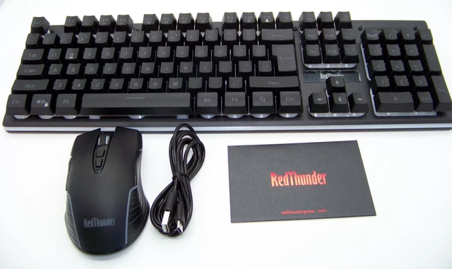 RED THUNDER K10 Wireless Keyboard &Mouse Combo Backlight Gaming Open ...