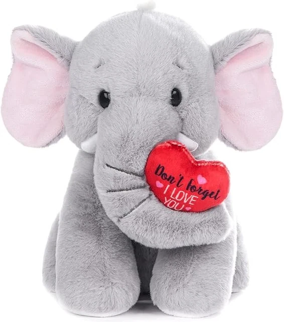 MY OLI PLUSH Elephant Teddy 22cm Soft With Red Heart Stuffed Animal I ...