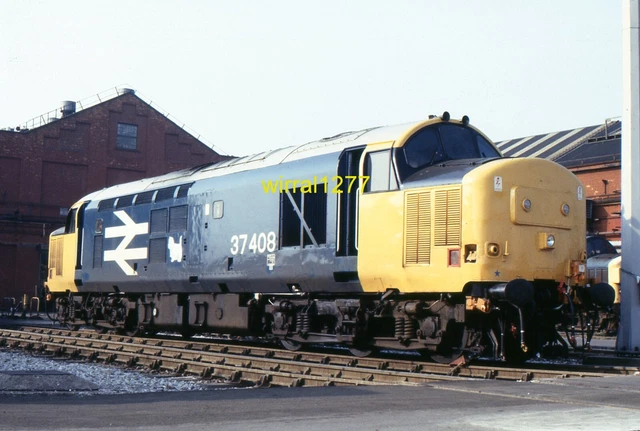 ORIGINAL RAILWAY SLIDE Class 37 37408 at Crewe Works 29.09.85 £3.75 ...