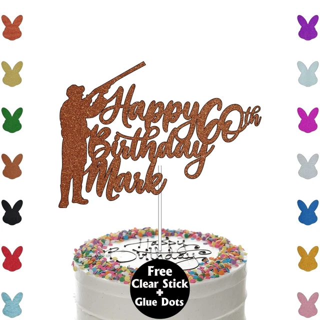 HUNTER GLITTER CAKE Topper Personalised Shooting Man Birthday Cake ...
