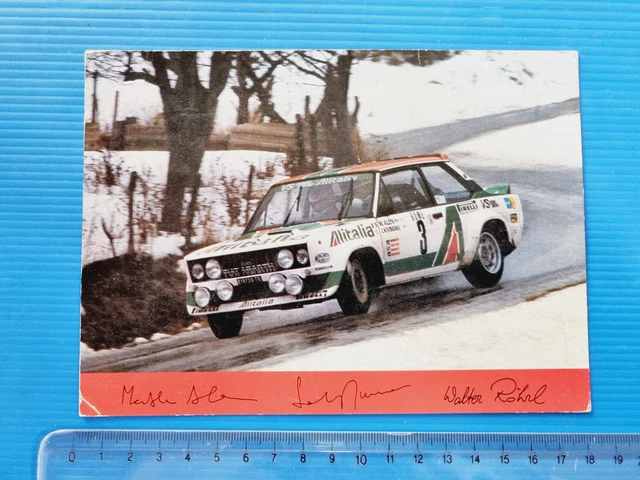 POSTCARD FIAT 131 Abarth Rally Markku Alen - Sandro Munari - Walter ...