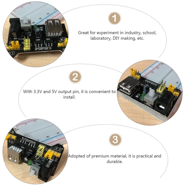 6 PCS POWER Supply Module for Breadboard Dc Adapter Adjustable ...