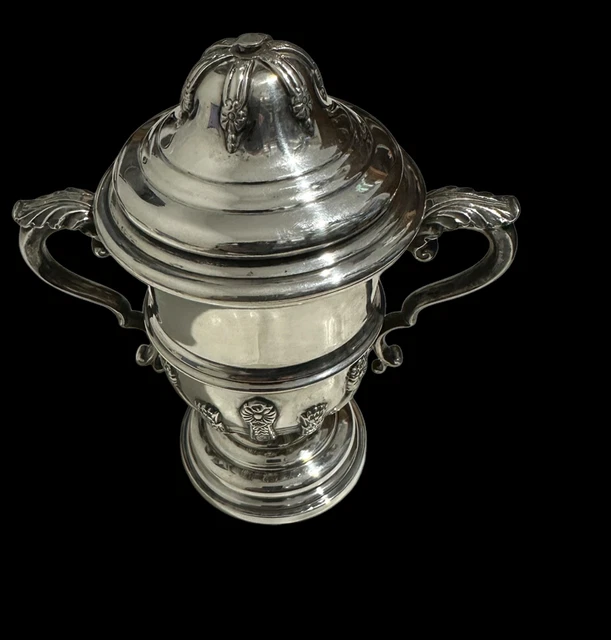 ANTIQUE WALKER&HALL SOLID Silver Lidded Pot-160mm tall-1913 Hallmarks ...