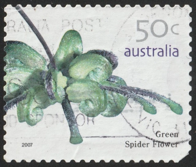 STAMP AUSTRALIA - 2007 Australian Wildflowers Green Spider Flower 50c ...