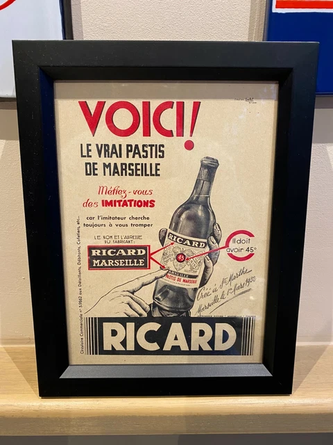 1ÈRE AFFICHE PUBLICITAIRE officielle et originale RICARD Circa 1945 ...