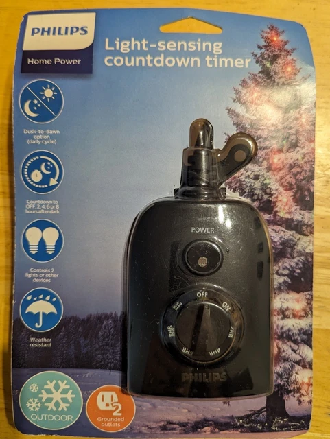 PHILIPS LIGHT SENSING Countdown Timer Outdoor Dusk to Dawn 2/4/6 Hours ...