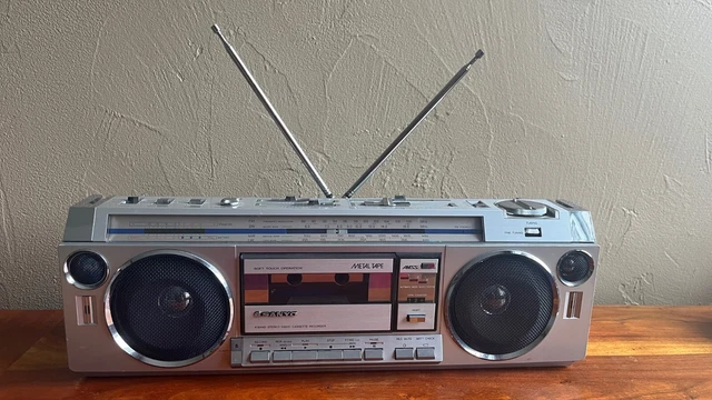 SANYO M-M7950 BOOMBOX Stereo Cassette Recorder Ghetto Blaster Radio ...