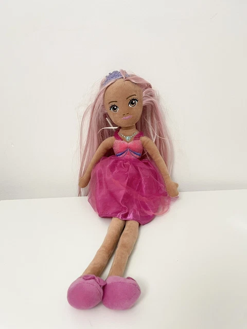 BARBIE DOLL RAG Doll Soft Plush Toy Doll In Pink Dress £6.99 - PicClick UK