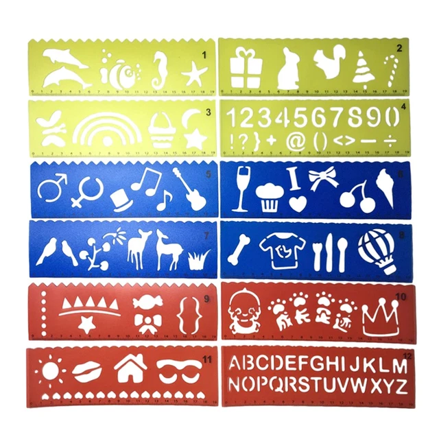 12 PCS DRAWING Template Ruler Child Stencils for Spray Painting ...