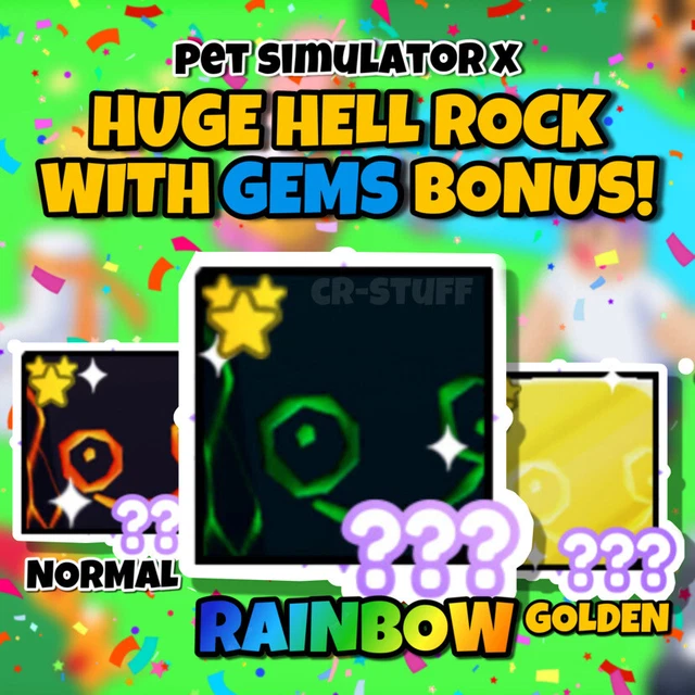 NORMAL/GOLDEN/RAINBOW 🌈HUGE HELL ROCK ( 100% Clean) PET SIMULATOR X EUR ...