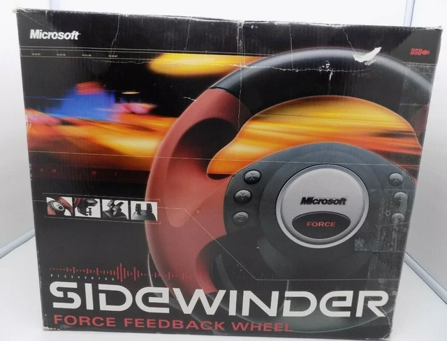 MICROSOFT SIDEWINDER FORCE Feedback USB Racing Wheel Controller Pedals ...