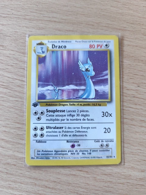 DRACO CARTE POKÉMON Draco EDITION 1 18/102 set de base 1st Rare Bon ...