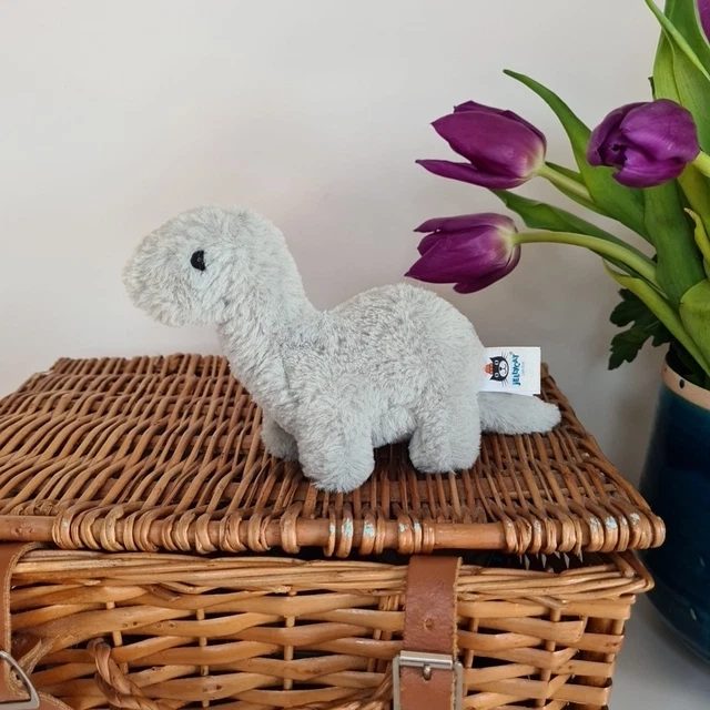 JELLYCAT FOSSILY BRONTOSAURUS - Tiny Fluffy Dinosaur - Dino 5” Beanie ...