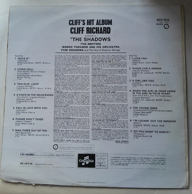 CLIFF RICHARD - Cliff's Hit Album - LP - 1971 - RE - VG/EX EUR 8,87 ...