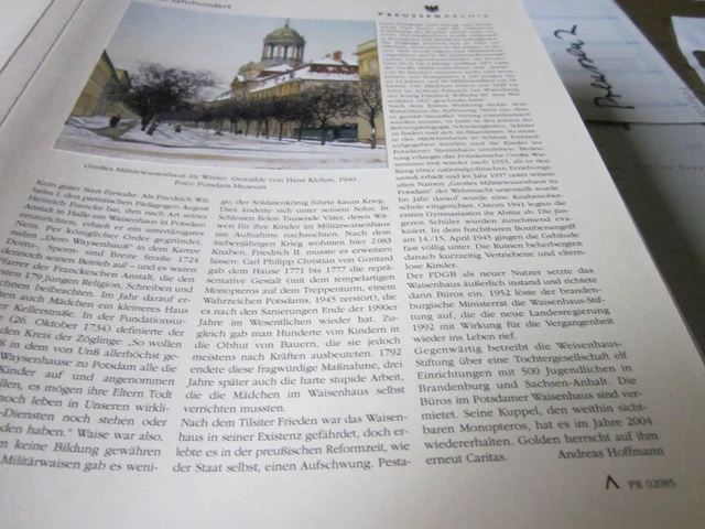 PREUSSEN ARCHIV N2 2085 Großes Militärwaisenhaus von Friedrich Wilhelm ...