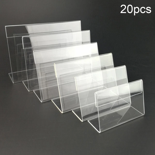 CLEAR ACRYLIC L Shaped Price Tag Display Holder Rack for 6x9cm Labels ...