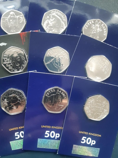 NEW BUNC 50P Coins Peter Rabbit Kew Gardens Snowman Wallace and Gromit ...