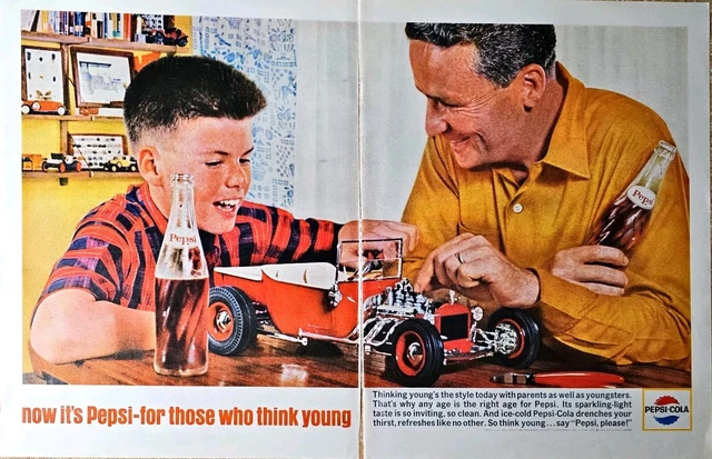 PEPSI COLA FATHER son car original center fold 1964 Vintage Print Ad £ ...