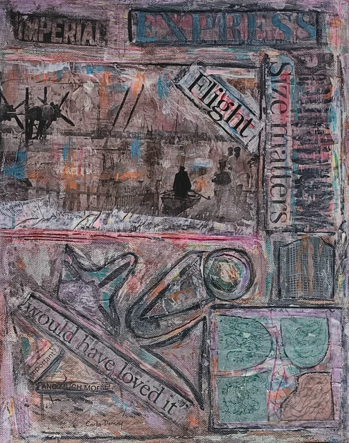 PAINTING ORIGINAL ABSTRACT Expressionism Collage Acrylic War Signed ...