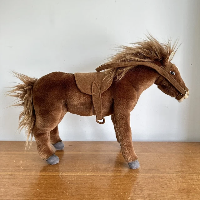 HANSA HORSE SOFT Plush Toy 10” Tall with Saddle And Reins Brown £20.00 ...