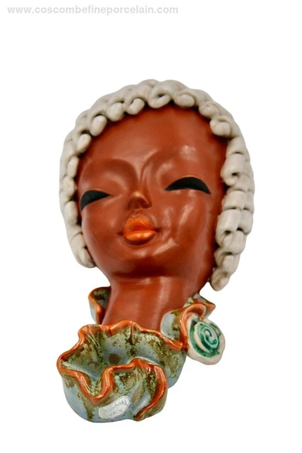 ORIGINAL ART DECO Wall mask Goldscheider Ceramics Wien Austria Curls ...