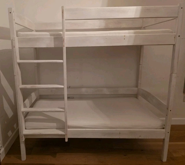 WHITE PINE WOOD Toddler Bunk Bed Children's to fit 140cm x 70cm ...