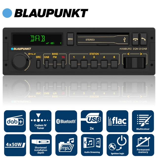 RETRO AUTORADIO RADIO Blaupunkt Hamburg SQM 23 DAB 1980ER USB MP3 Bluetooth A2DP EUR 345,57 ...